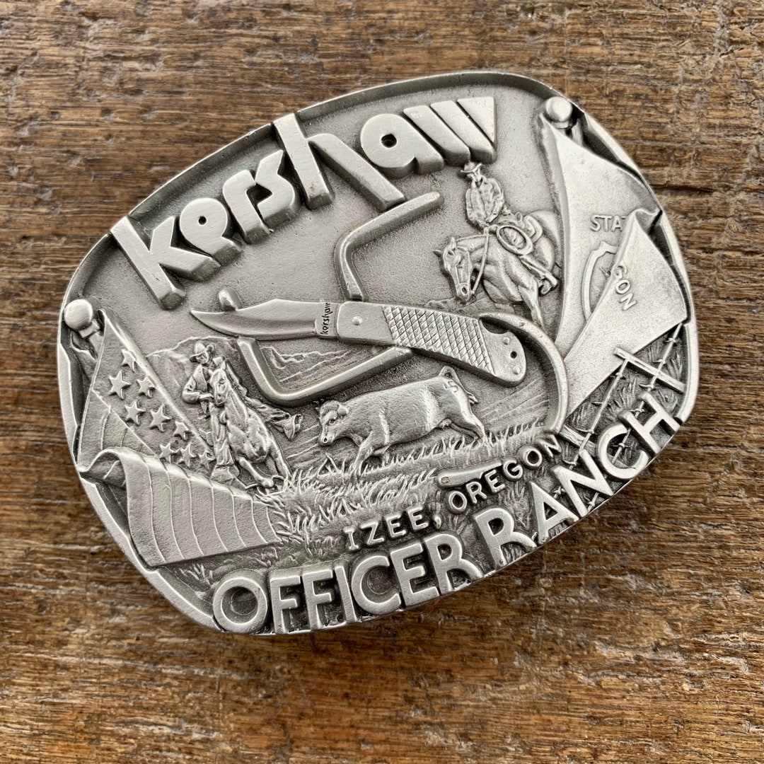 Belt Buckle Kershaw Officer Ranch Knife Izee, Oregon Advertising Fine ...