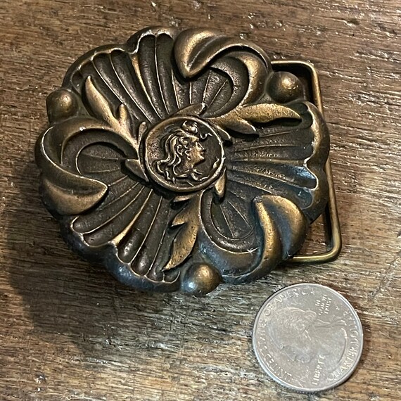 Artistic vintage flower and vines Woman Cameo Brass c… - Gem