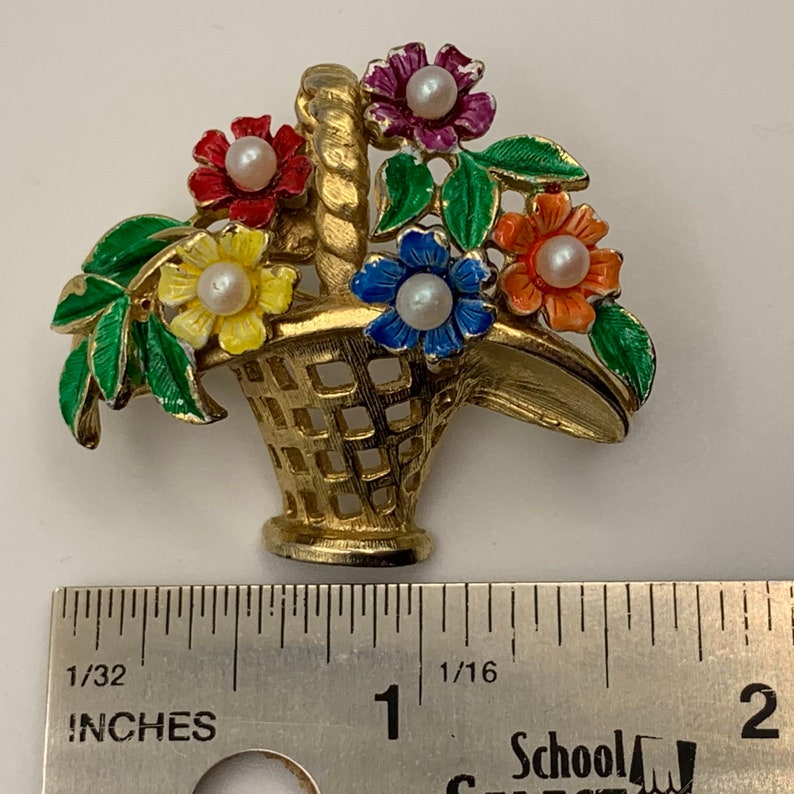 Vintage Signed St. Labre Flower Basket Pin - Etsy
