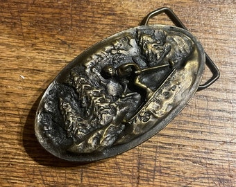 Vintage Circle Geometric Floral Themed Pewter Colored Belt Buckle ...