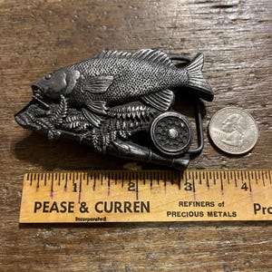 Vintage Buckle Fish Fishing Raised Design Pewter Colored Belt Buckle - Etsy