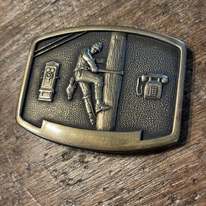 Vintage Telephone Lineman Figural Design Solid Brass Belt Buckle - Etsy