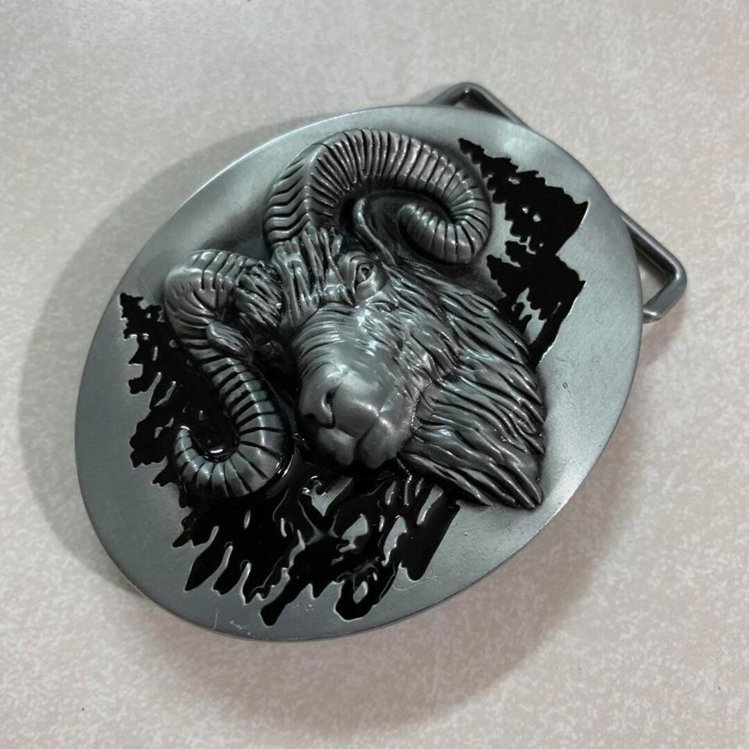 Aires Ram Oval Shaped Belt Buckle Pewter Colored Raised Design - Etsy