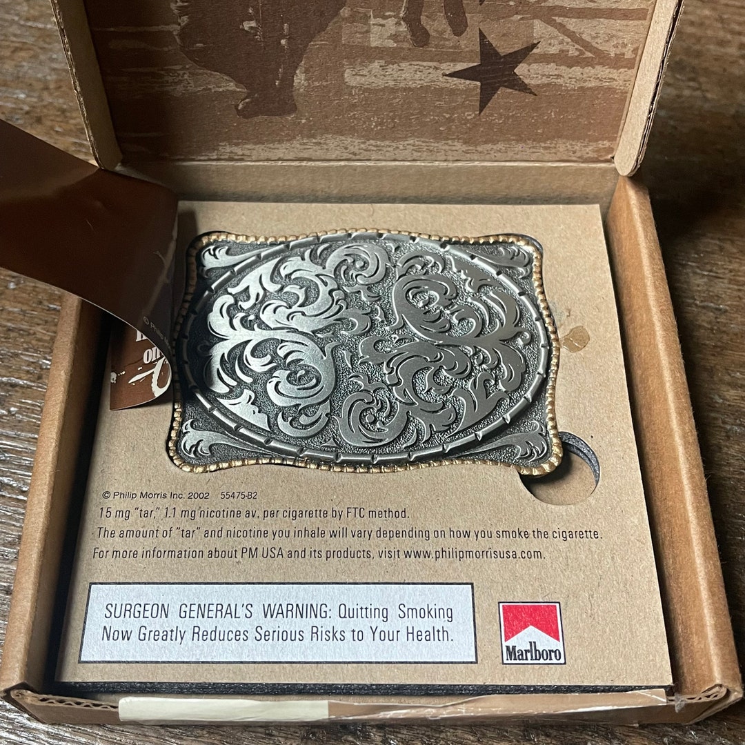 Vintage Marlboro Storming Silver Large Belt Buckle Western Cowboy Rodeo ...