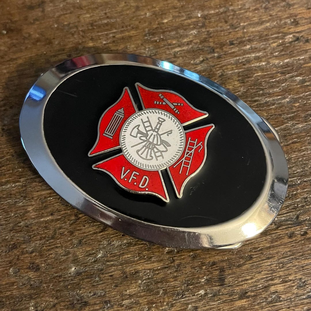 Vintage VFD Volunteer Fire Fighter Fireman Enameled Shield Inset With ...