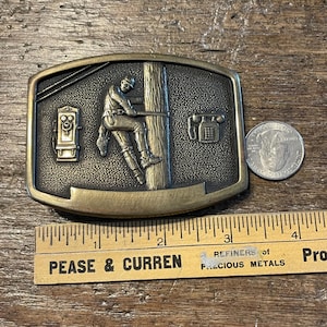 Vintage Telephone Lineman Figural Design Solid Brass Belt Buckle - Etsy
