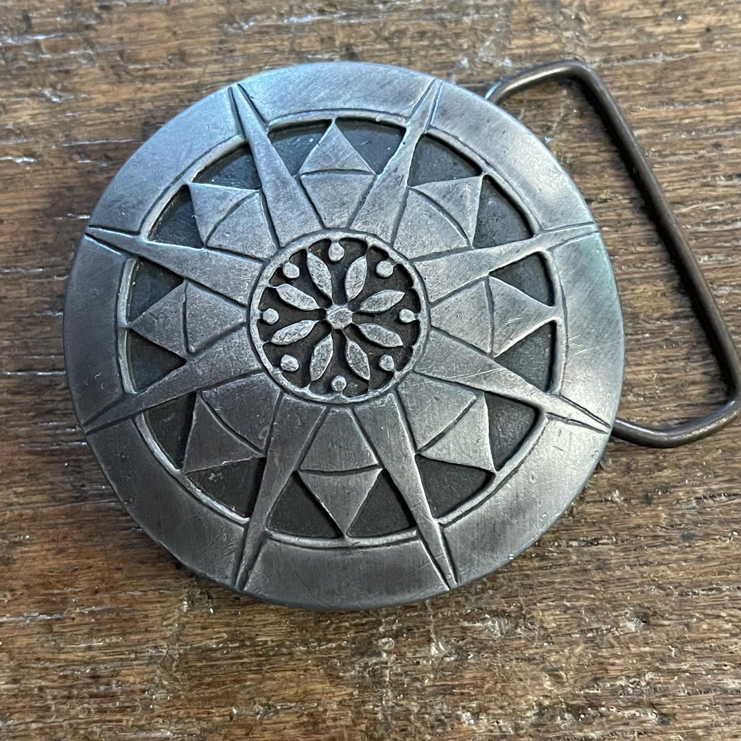 Vintage Belt Buckle Star Design Dege Designs Star Pewter Colored Belt ...