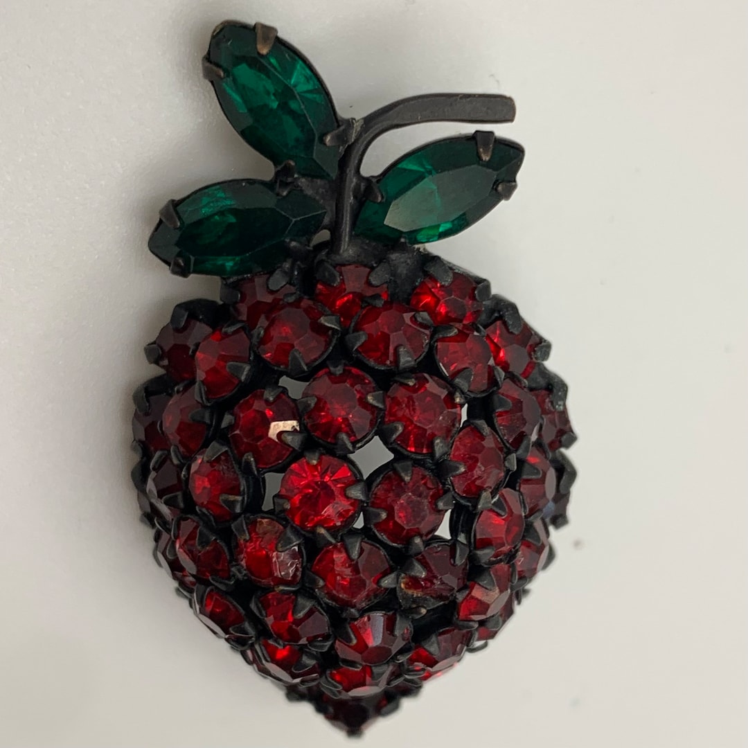 Vintage Warner Red Strawberry Brooch Pin - Etsy