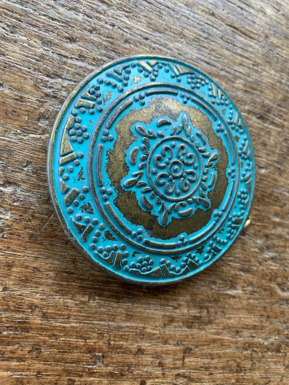 Circle Mandela brass colored and teal accented Belt B… - Gem