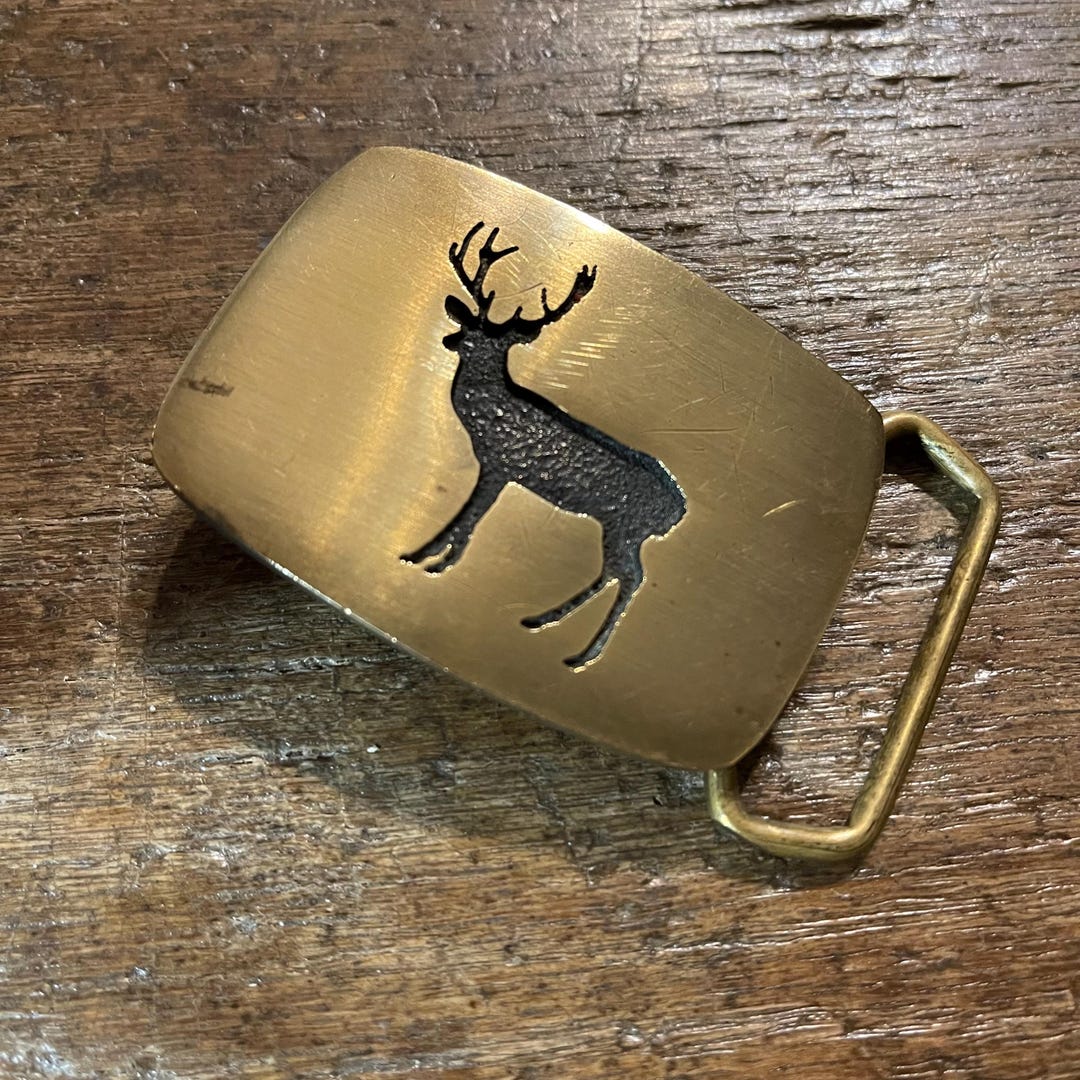 Vintage Belt Buckle Deer Buck Silhouette Solid Brass Belt Buckle - Etsy