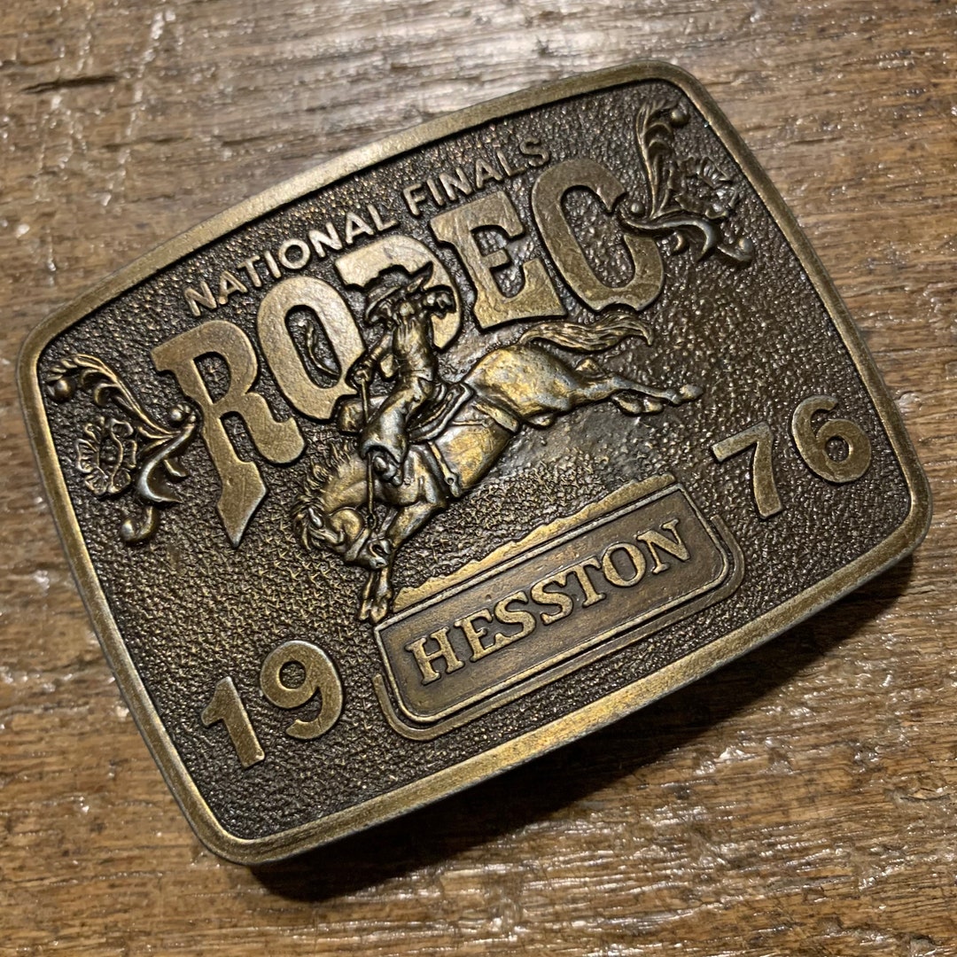 Vintage National Finals Rodeo Heston 1976 Raised Design Brass - Etsy