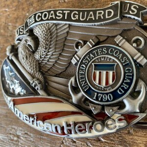 The US Coast Guard American Heroes Eagle and Flag Figural Belt Buckle ...