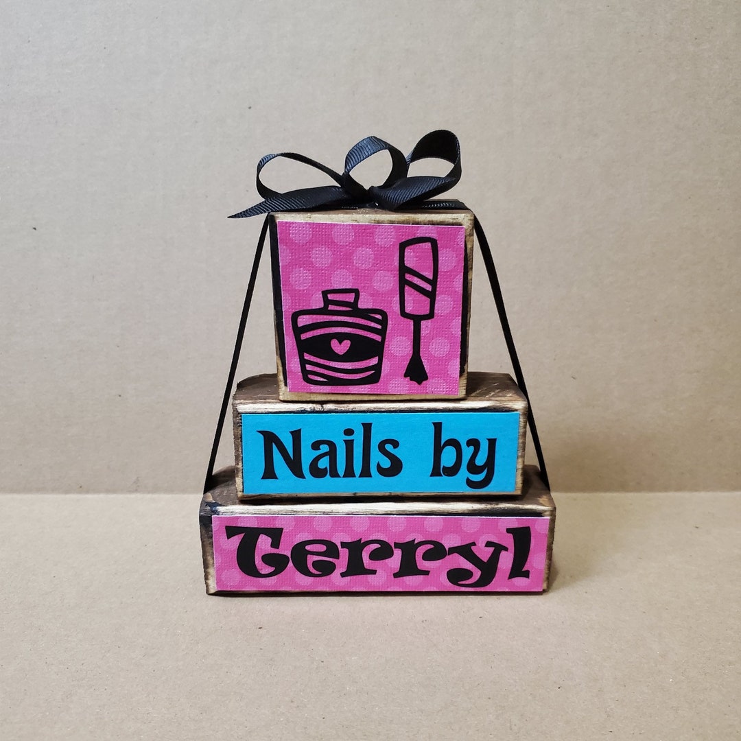 Nail Tech Wood Block Set, Nail Artist, Manicurist, Salon Decor, Nail ...