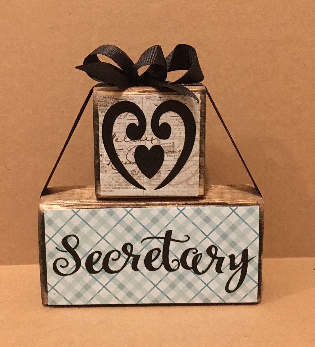 Secretary Wooden Block Set, Secretary Gift, School Secretary Gift ...