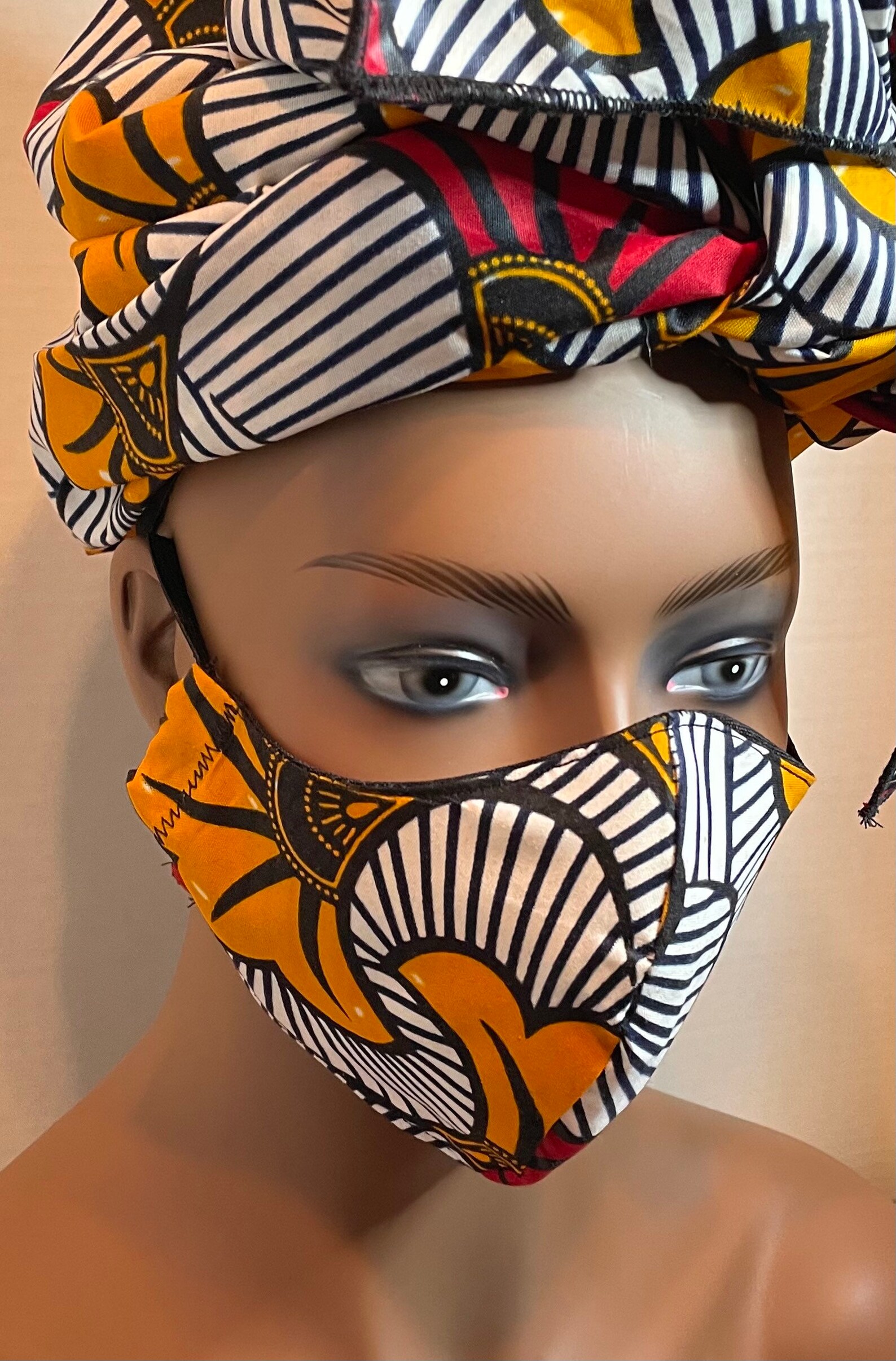 Beautiful African Fan Print Double Layer Mask - Etsy