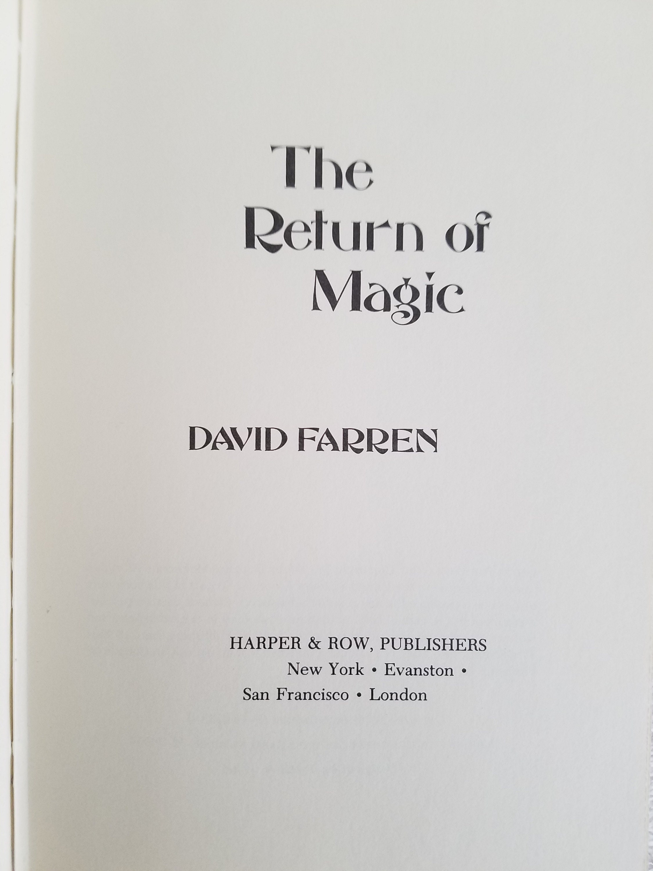 The Return of Magic Book by David Ferren - 1972 First Edition Published ...