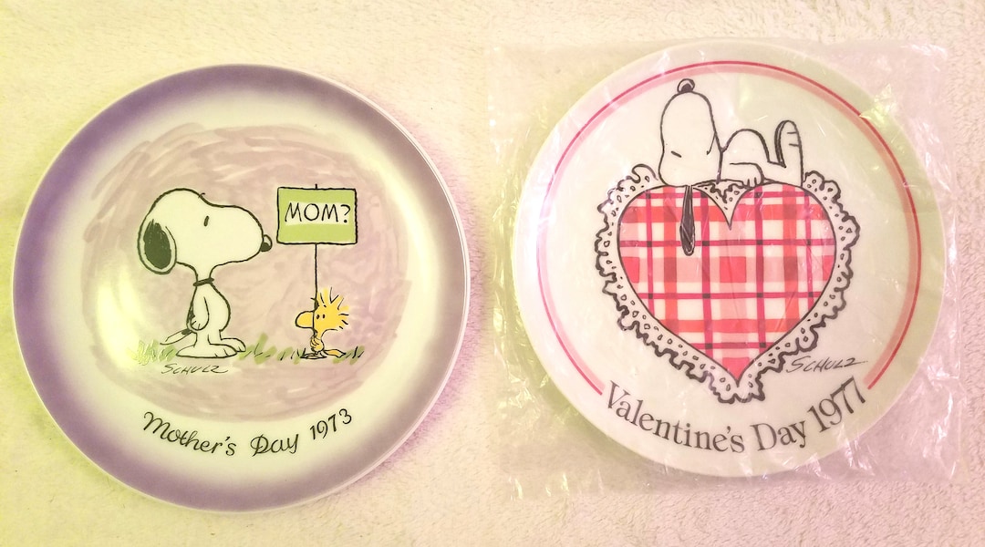 Vintage Snoopy Plates - Mother's Day 1973, Valentine's Day 1977 - Etsy