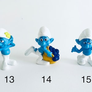 Smurfs Figurine Toys, Papa Smurf, Grouchy, Clumsy, Brainy, Childhood ...