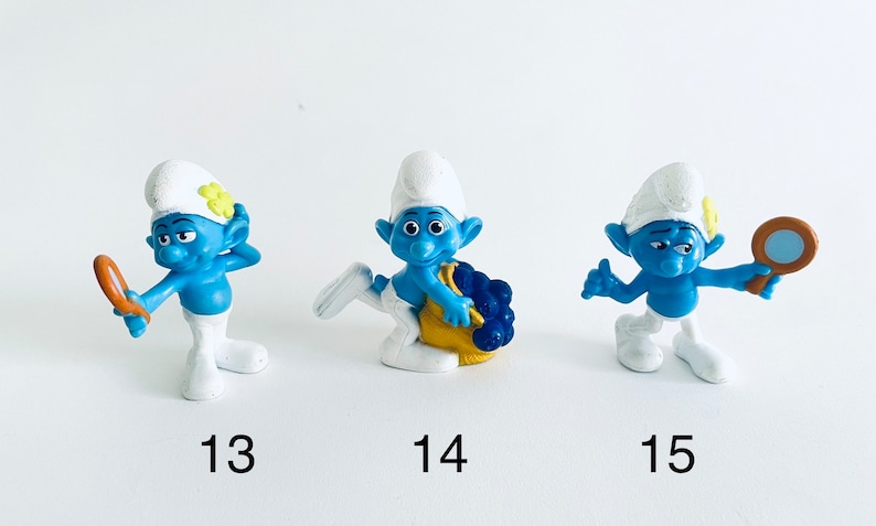 Smurfs Figurine Toys, Papa Smurf, Grouchy, Clumsy, Brainy, Childhood ...