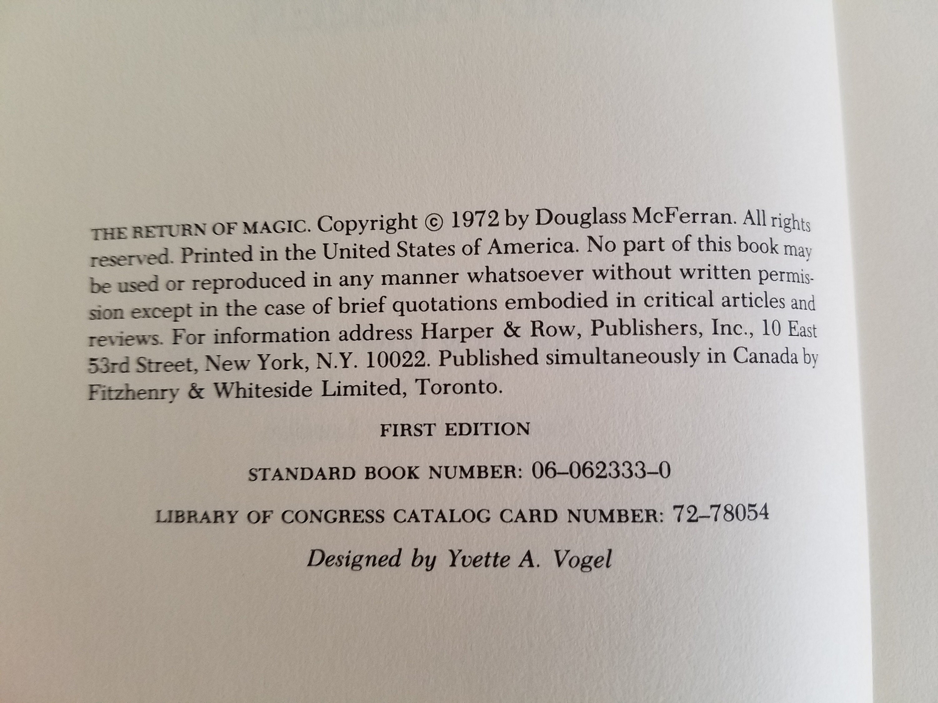 The Return of Magic Book by David Ferren 1972 First Edition - Etsy