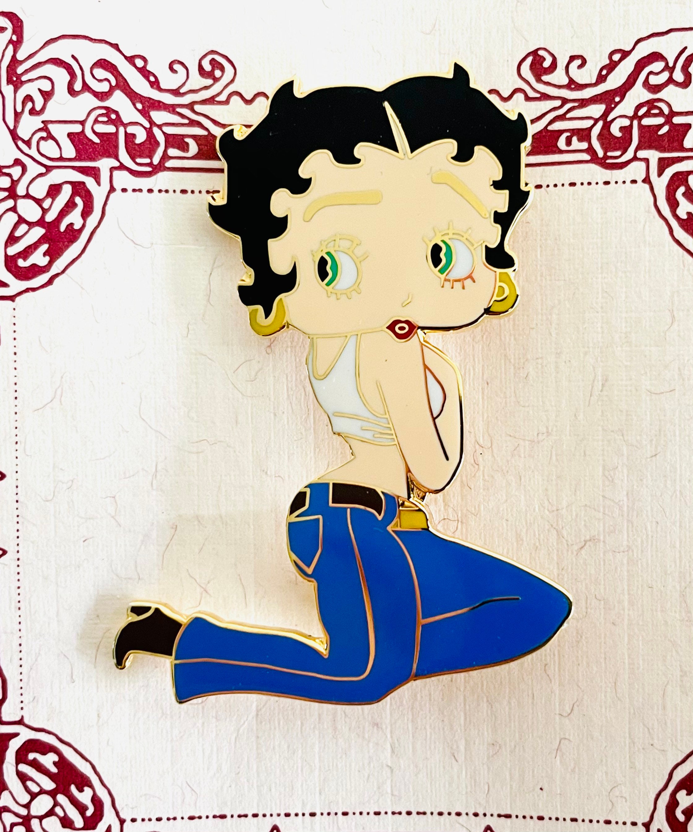 4 Vintage Betty Boop Pins, Lapel Pins, Hawaiian, Pilot, Casual in Jeans ...