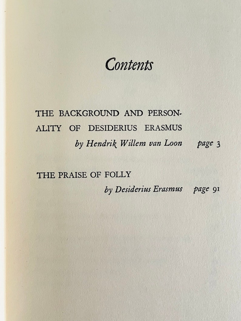 The Praise of Folly by Desiderius Erasmus Book, Copyright 1942 - Etsy