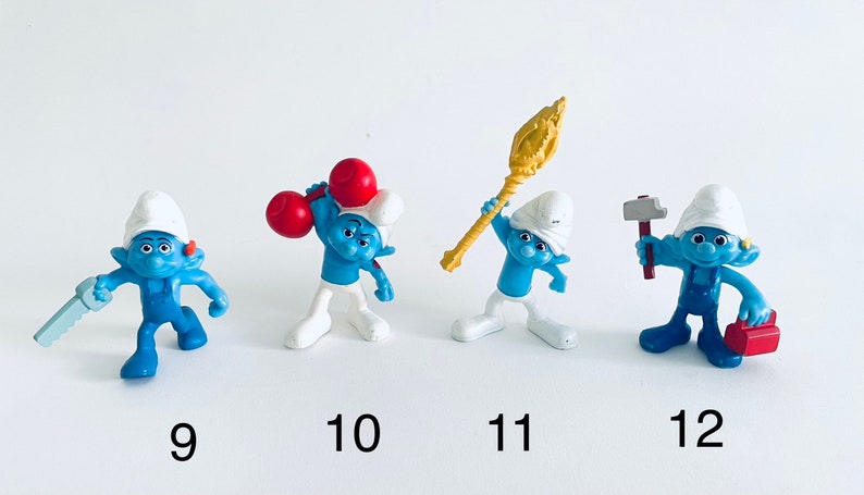 Smurfs Figurine Toys, Papa Smurf, Grouchy, Clumsy, Brainy, Childhood ...