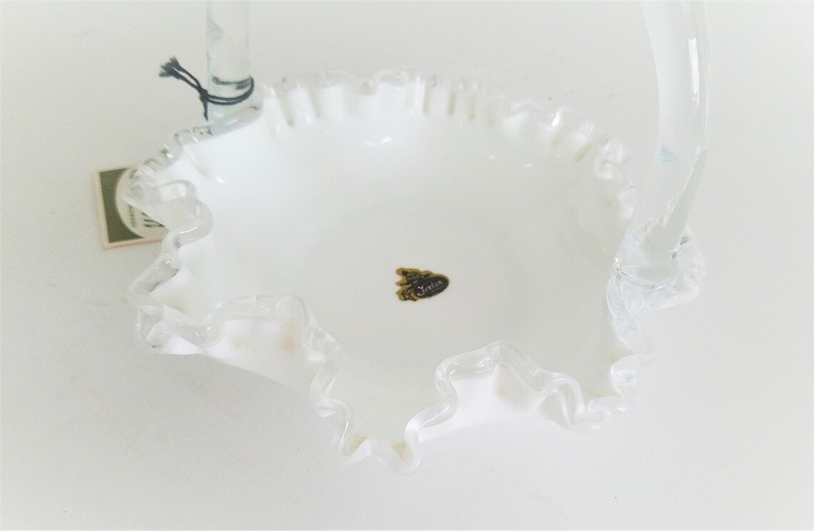 Authentic Hand Made Fenton Glass White Basket Unique Gift - Etsy