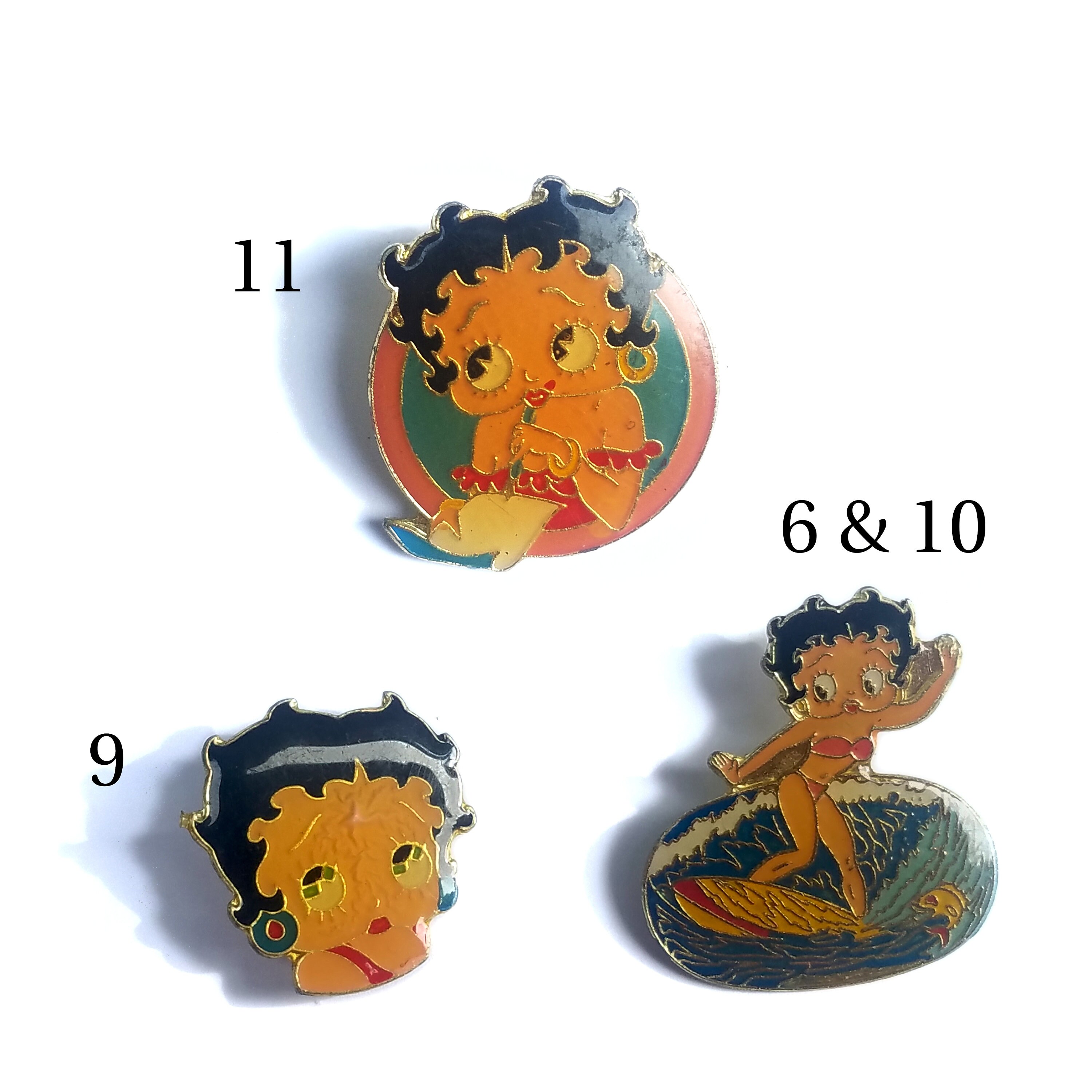 21 Betty Boop Pins Sold Individually Cheerleader, Surfer, Red Dress ...