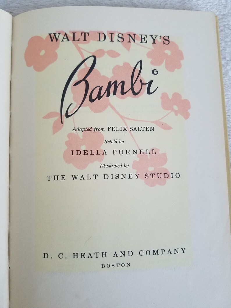 Bambi Book by Idella Purnell, Rare Disney Illustrated Book, Disney ...
