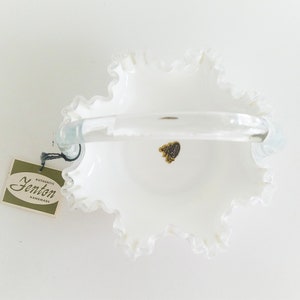 Authentic Hand Made Fenton Glass White Basket - Unique Gift, Blown ...