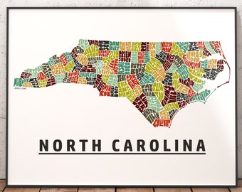 North Carolina Map Art, North Carolina Art Print, Signed Print of My ...