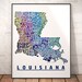 Louisiana map art Louisiana art print signed print of my | Etsy