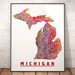 Michigan map art Michigan art print signed print of my | Etsy
