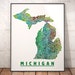 Michigan map art Michigan art print signed print of my | Etsy