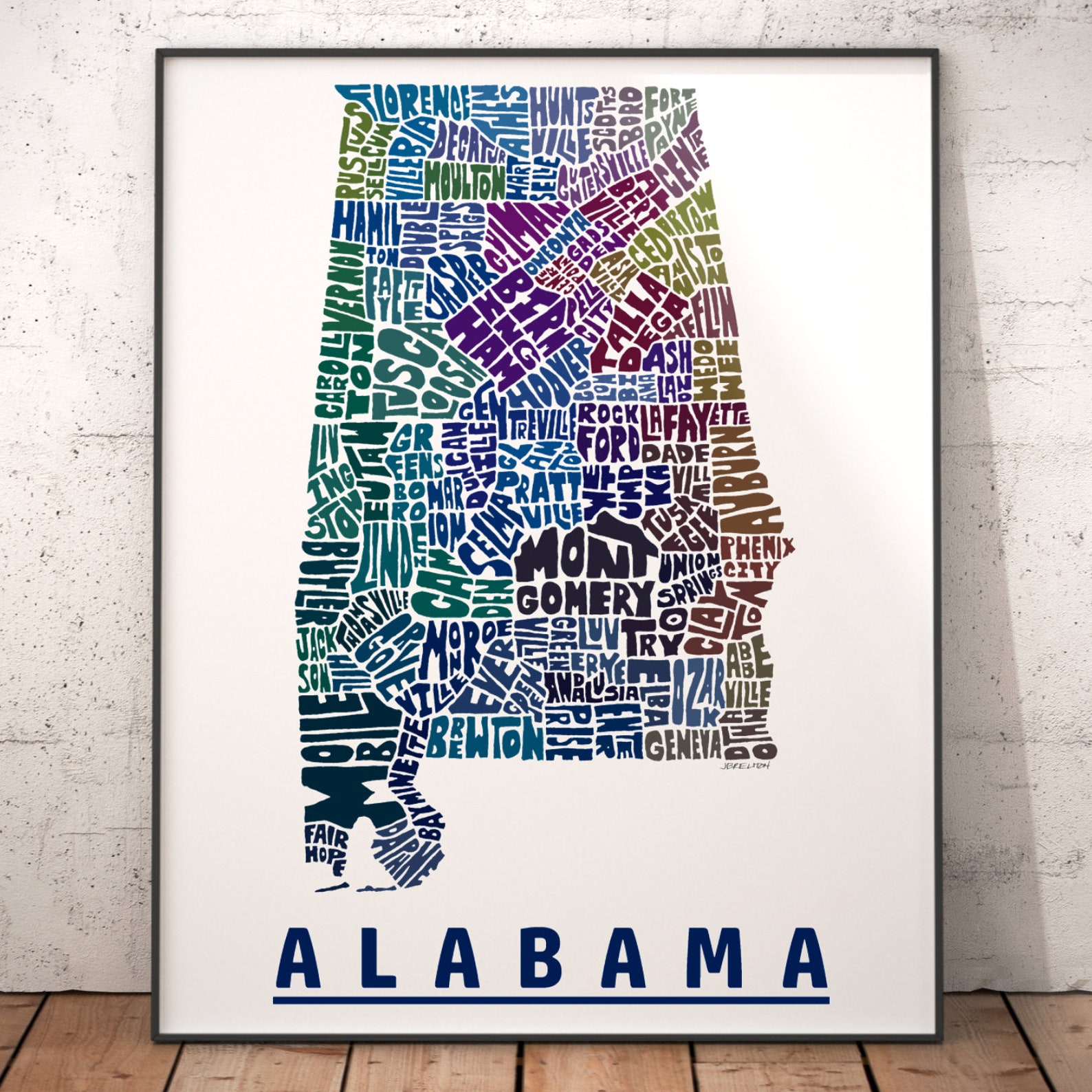 Alabama Map Art Alabama Art Print Signed Print of My - Etsy