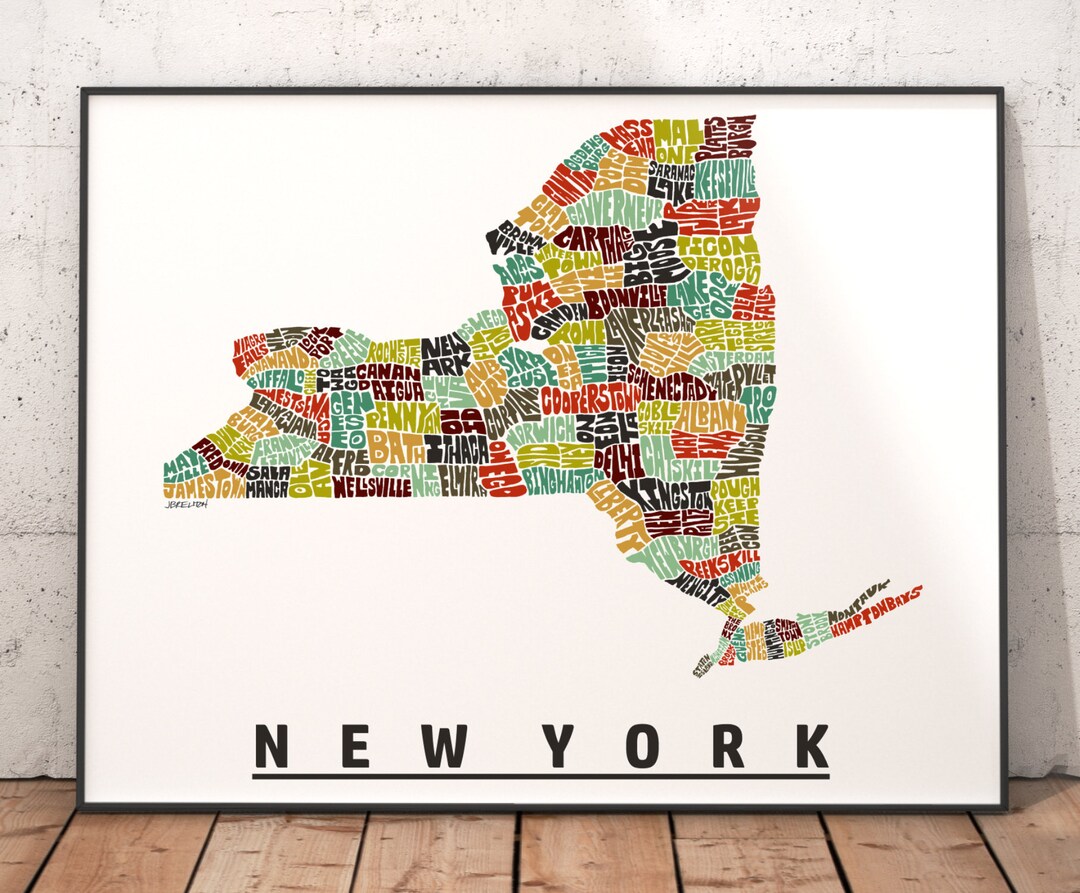 New York Map Art, New York Art Print, Signed Print of My Original Hand ...