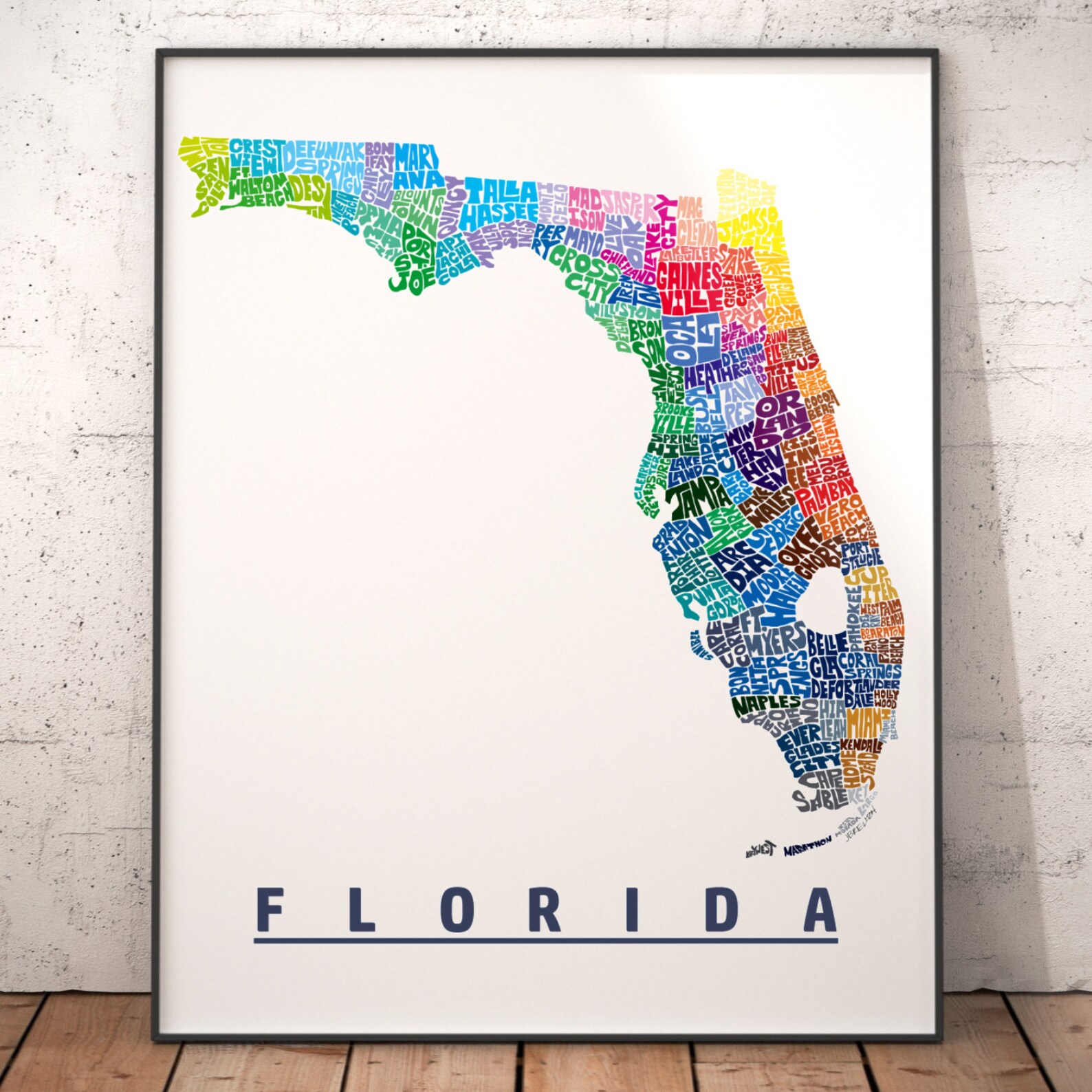 Florida Map Art Florida Art Print Signed Print of My - Etsy