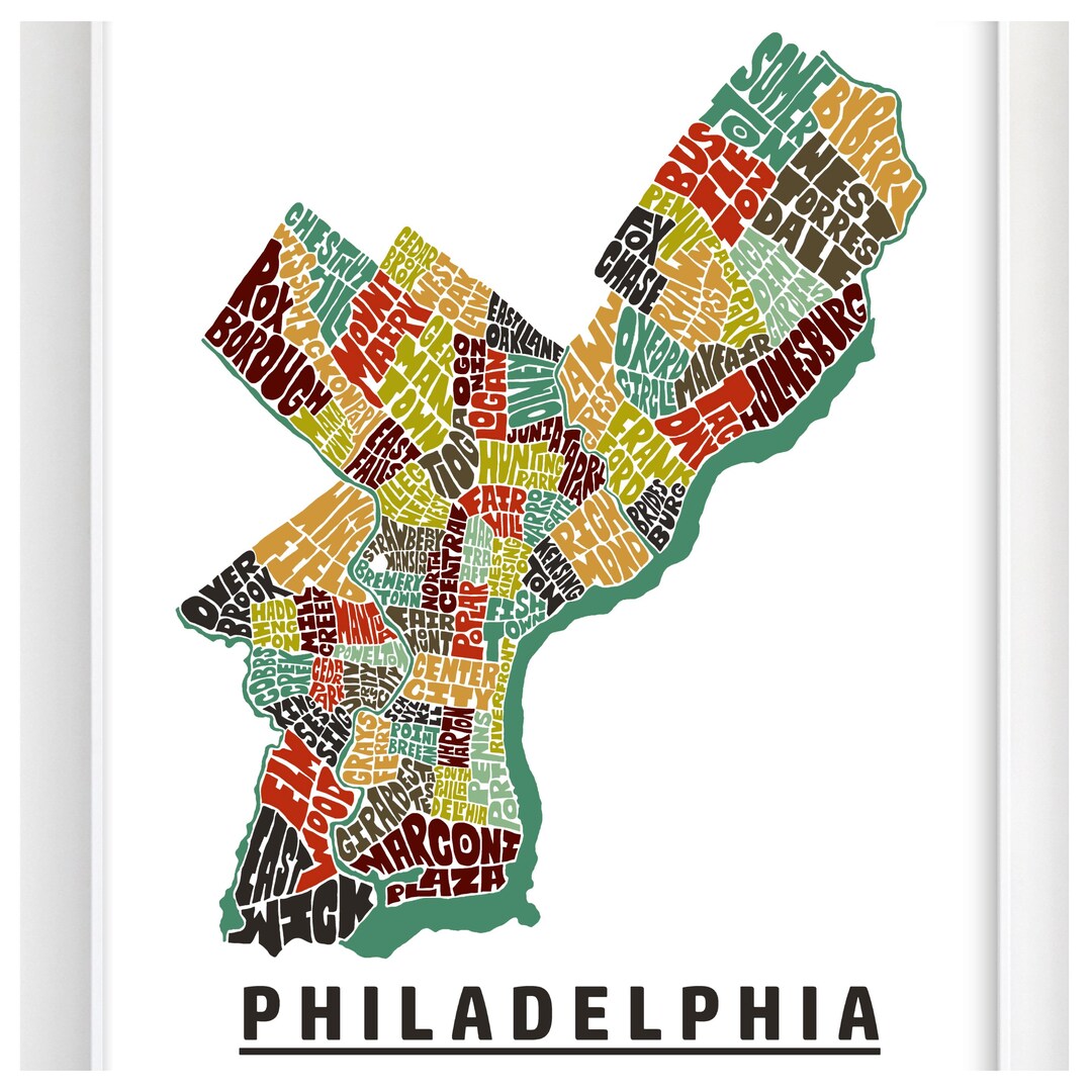 Philadelphia Neighborhood Map Print, Philadelphia Map Art, Several ...