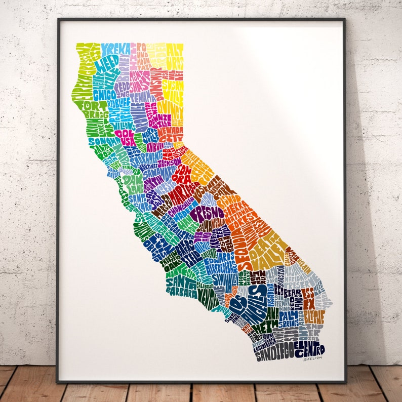 California Map Art California Decor California Artwork | Etsy
