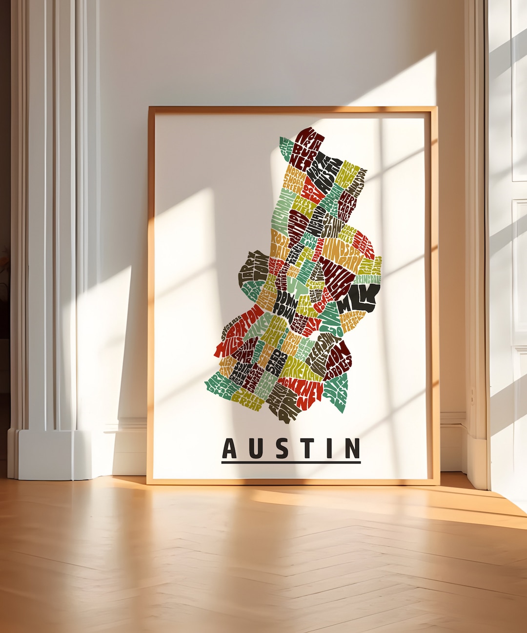 Austin Map Art Print-framed, Available in Several Colors and Sizes ...