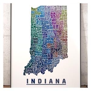 Indiana Map Art, Indiana Art Print, Signed Print of My Original Hand ...