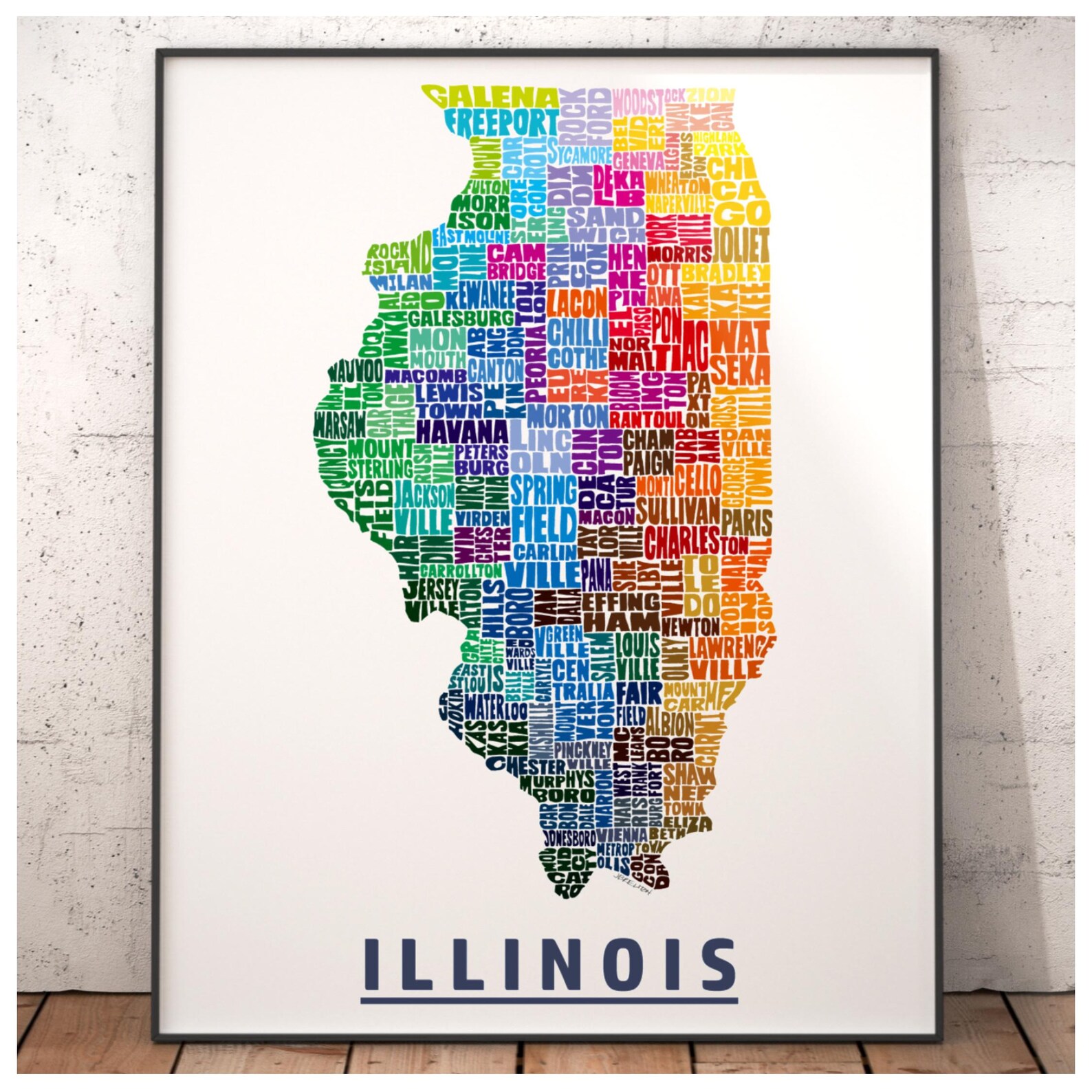 Illinois Map Art, Illinois Art Print, Print of My Original Hand Drawn ...