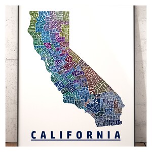 California Map Art, California Art Print, Signed Print of My Original ...