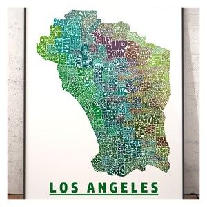 Los Angeles Neighborhood Map Print, Signed Print of My Original Hand ...