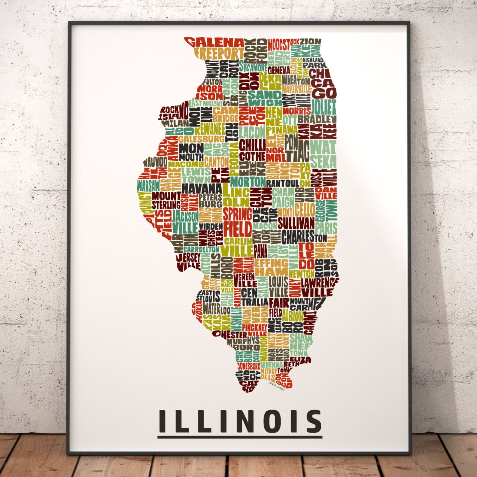 Illinois Map Art Illinois Art Print Signed Print of My - Etsy