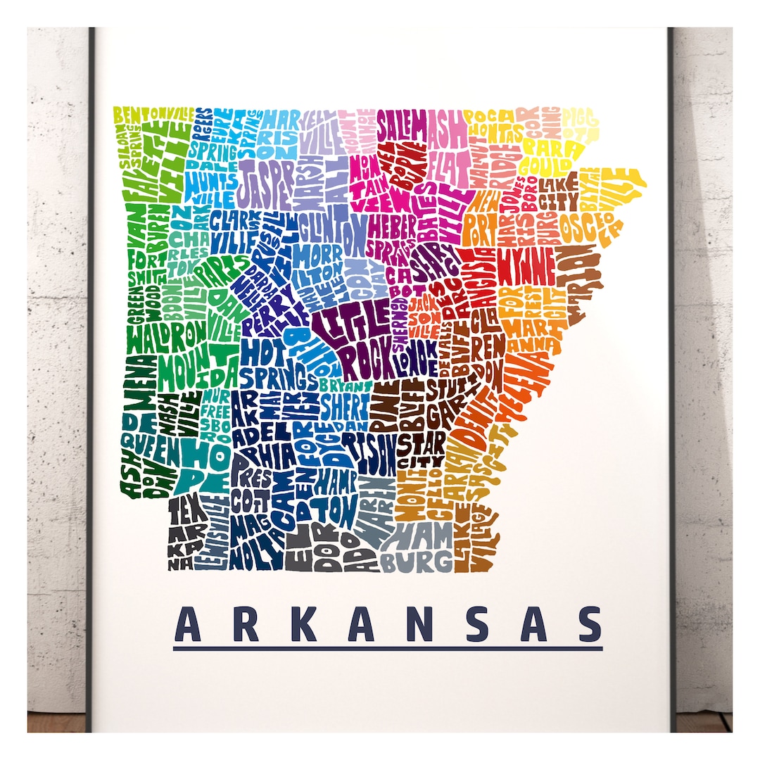 Arkansas Map Art Print, Arkansas Decor, Arkansas Gift, Signed Print of ...