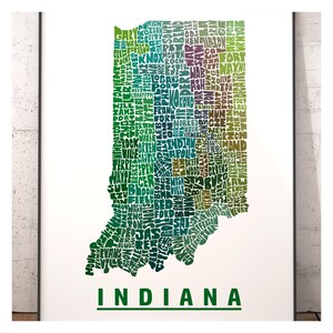 Indiana Map Art, Indiana Decor, Indiana Gift, Print of My Original ...