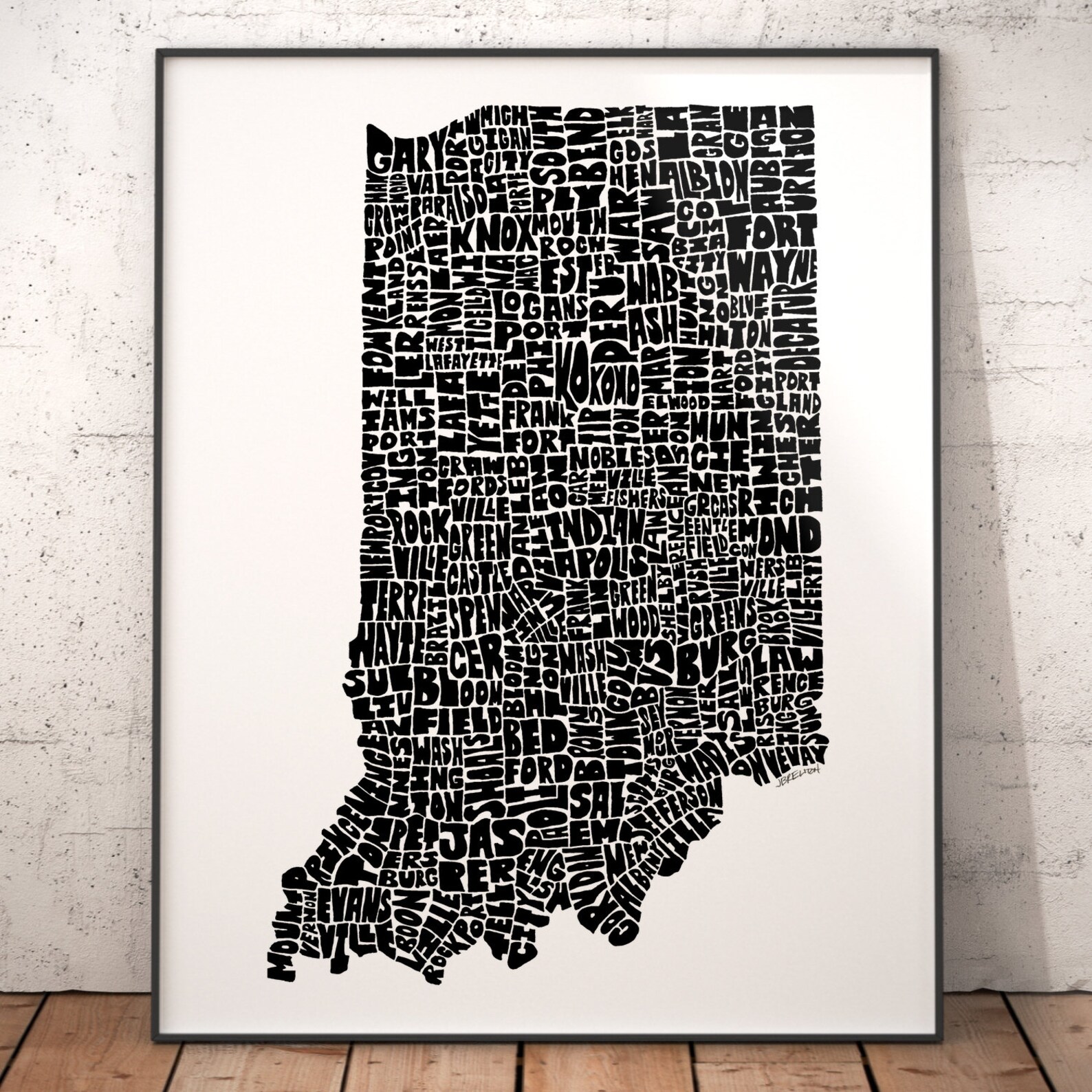 Indiana Map Art Indiana Decor Indiana Artwork Print of My - Etsy