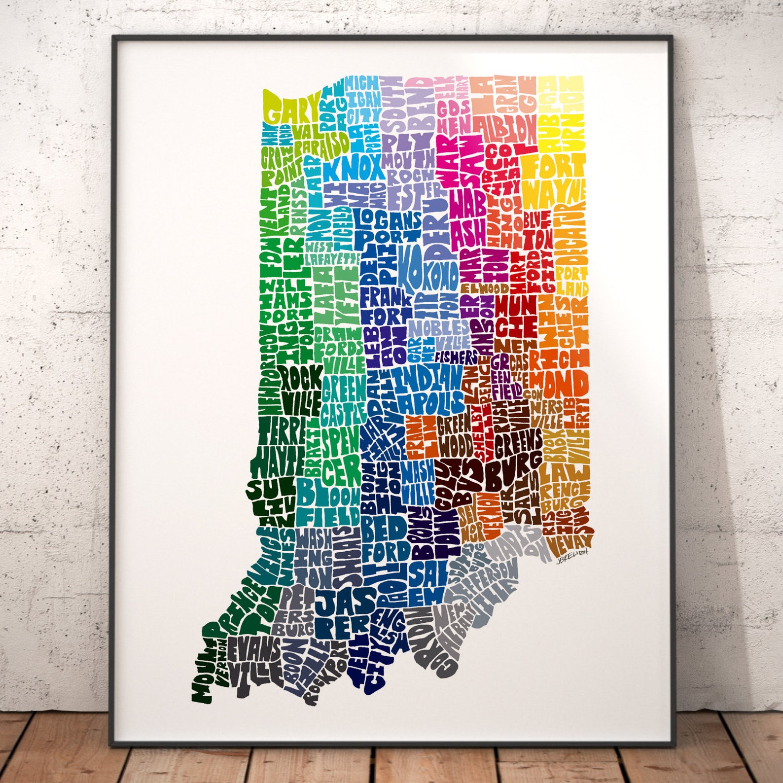 Indiana Map Art Indiana Decor Indiana Artwork Print of My - Etsy